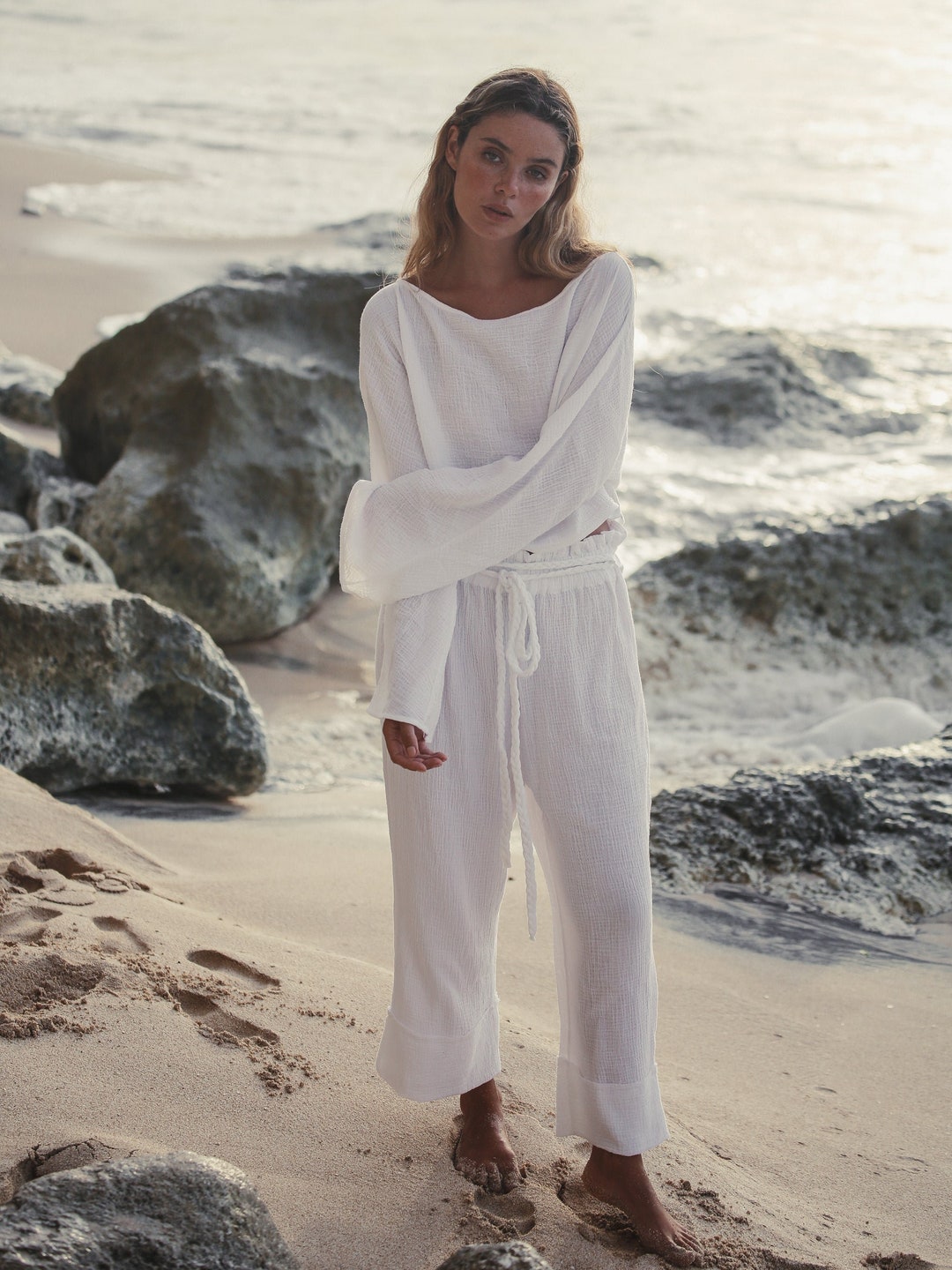 Paloma Paper Bag Pants - White - Etsy