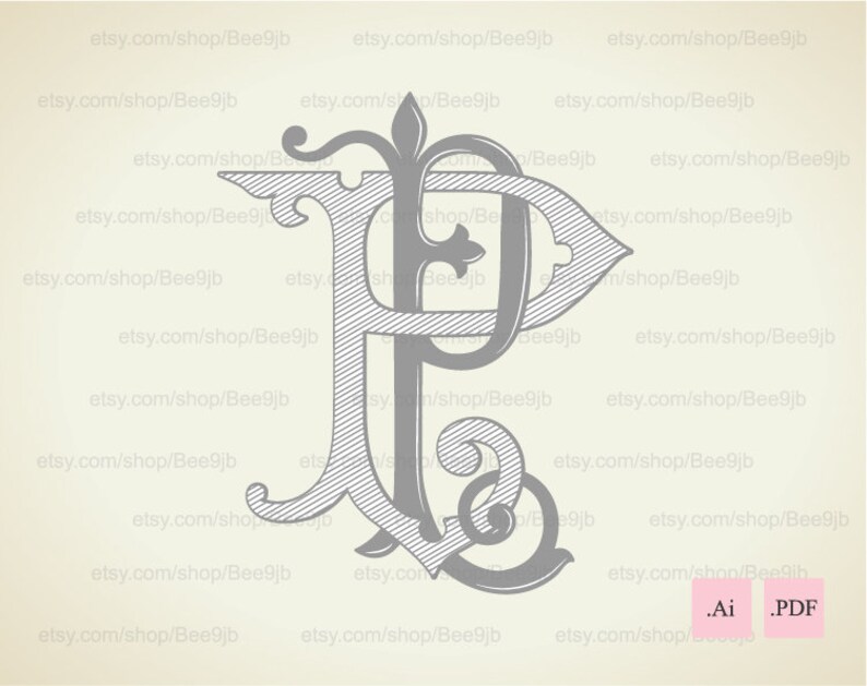 Vintage Monogram PP Wedding Logo Wedding Clip Art - Etsy