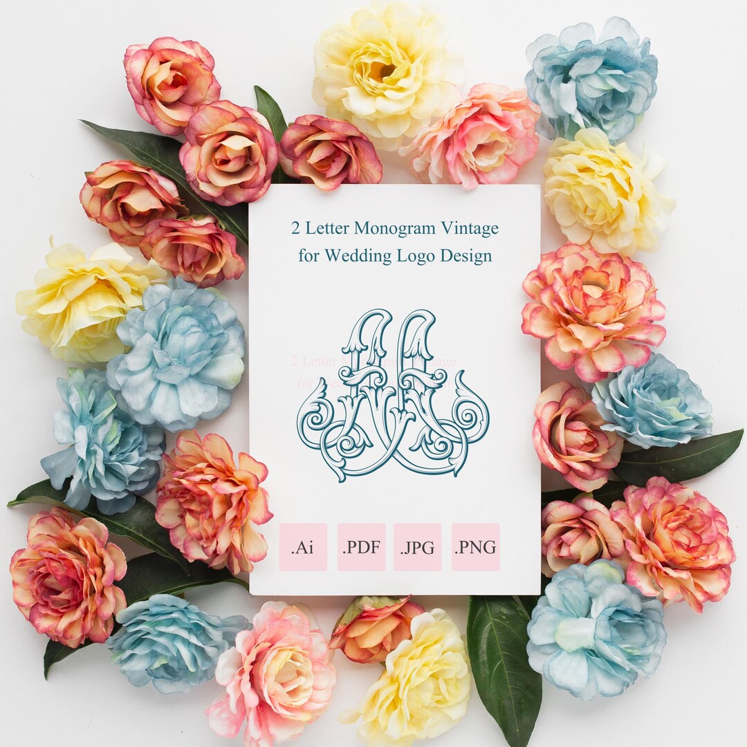 2 Letter Monogram Vintage for Wedding Logo Design | Wedding Logo ...