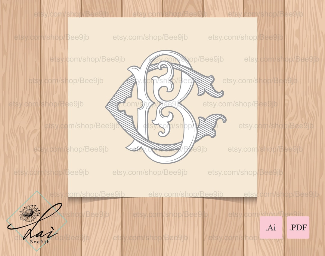 Vintage Monogram BC CB Wedding Logo Wedding Clip Art - Etsy