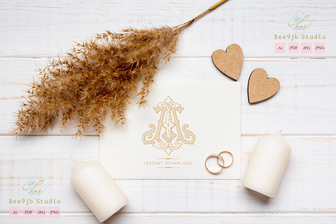 Vintage Monogram AJ , JA | Wedding Logo | Wedding Clip Art | Logo ...