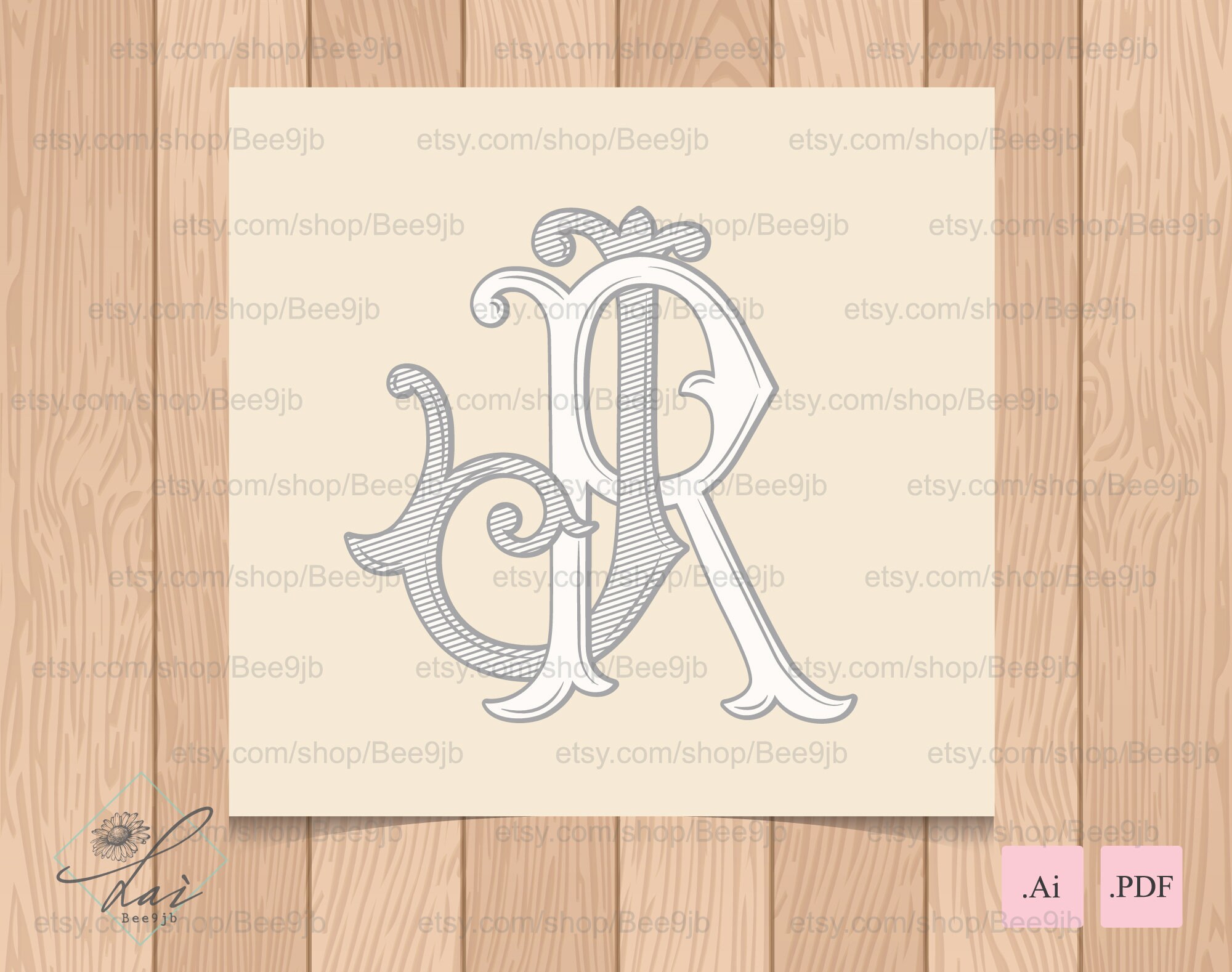 Wedding Logo JR RJ Vintage Monogram Wedding Clip Art - Etsy