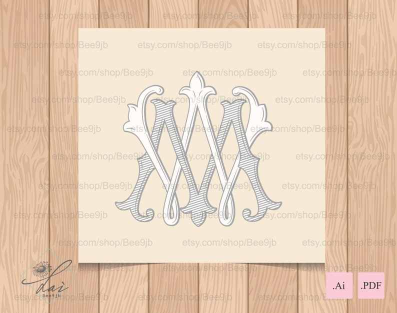 Vintage Monogram MW, WM Wedding Logo Wedding Clip Art - Etsy