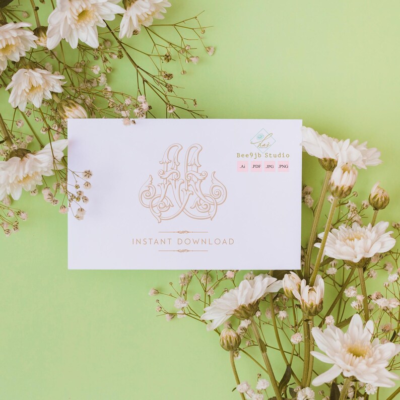Vintage Monogram AA Wedding Logo | Elegant Initials (digital Download ...