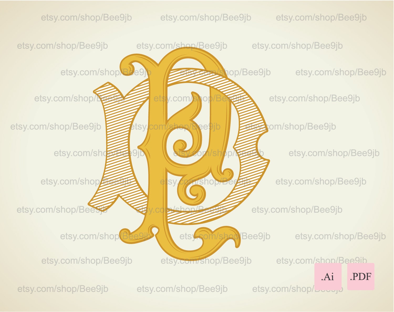 Vintage Monogram PD DP Wedding logo Wedding Clip Art | Etsy