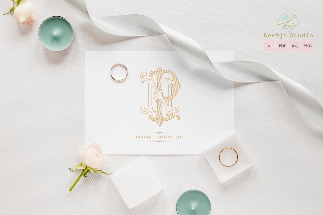 Vintage Monogram NP , PN | Wedding Logo | Wedding Clip Art | Logo ...