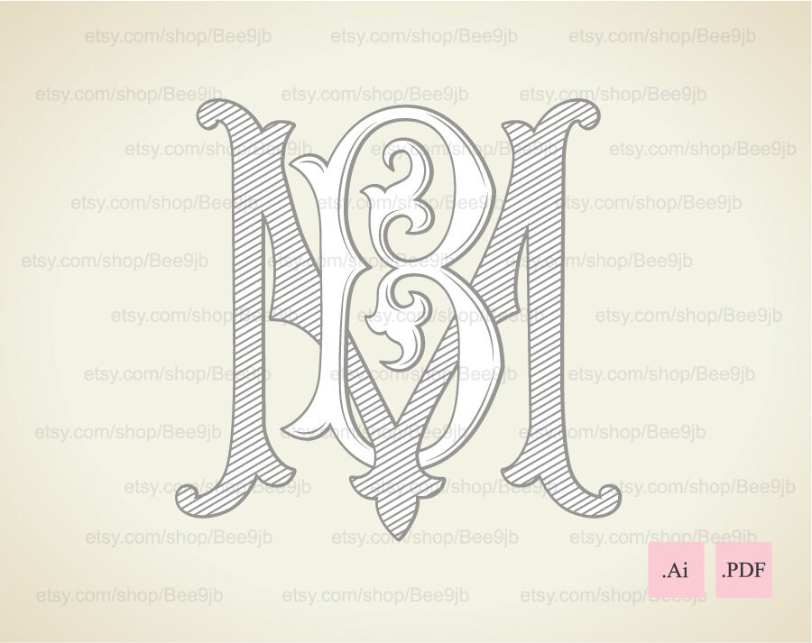 Wedding Logo MBBM Vintage Monogram Wedding Clip Art - Etsy