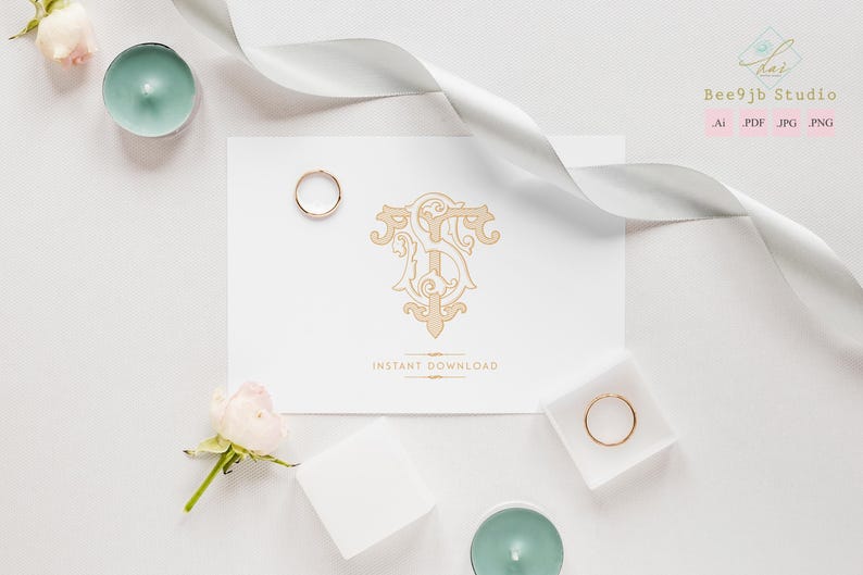 Vintage Monogram ST , TS | Wedding Logo | Wedding Clip Art | Logo ...