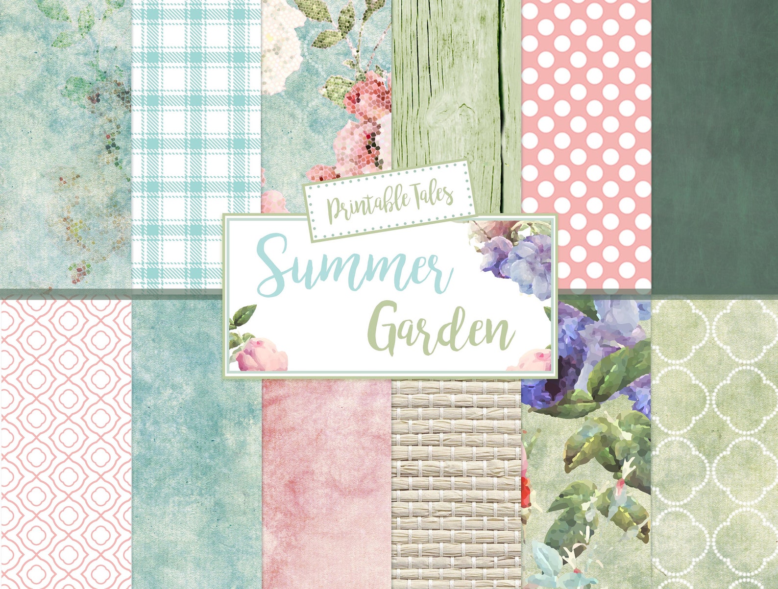 Summer Digital Paper Flowers Floral Garden Scrapbook Pages - Etsy