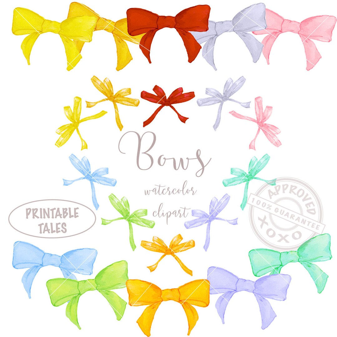 Watercolor Bows Clipart, Hand Painted Bow, Bows Download, Ribbon Bow ...