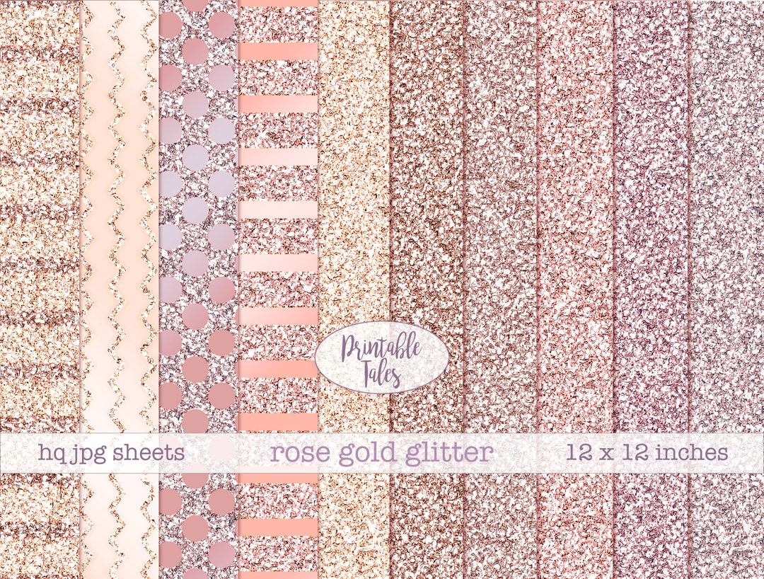 Rose Gold Glitter Digital Papers Shiny Blush Pink Metallic - Etsy