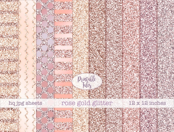 Rose Gold Glitter Digital Papers Shiny Blush Pink Metallic | Etsy