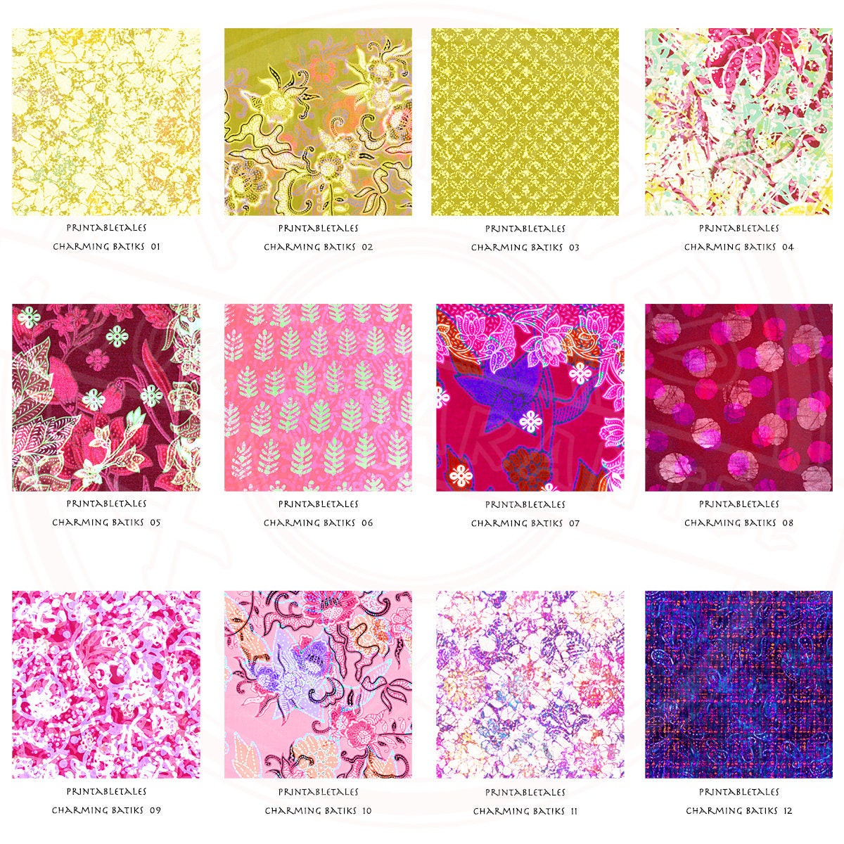 Batik Digital Paper, Indian-asian Designed Download in Charming Colors ...