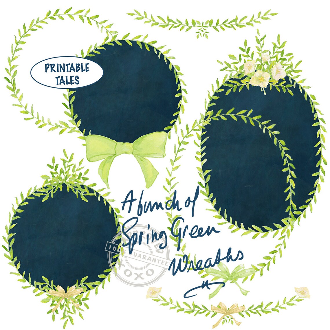 Watercolor Wreaths Spring Green, Laurel Leaf Frame, Chalkboard Frames ...