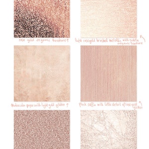 Rose Gold Digital Papers, Metallic Page, Glam Watercolor Download ...