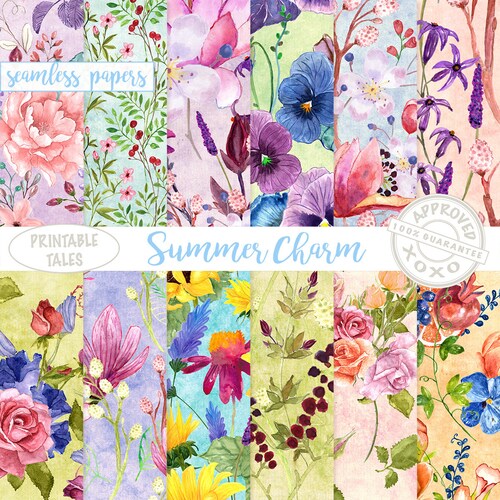 Watercolor Meadow Flowers Digital Paper Tileable Floral - Etsy