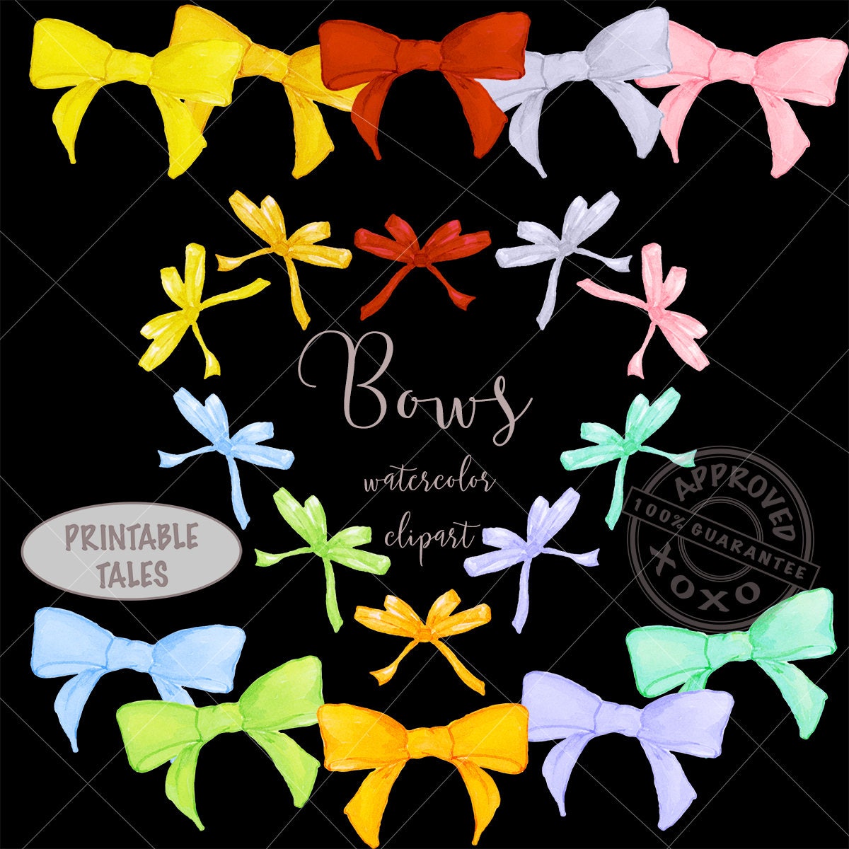 Watercolor Bows Clipart, Hand Painted Bow, Bows Download, Ribbon Bow ...