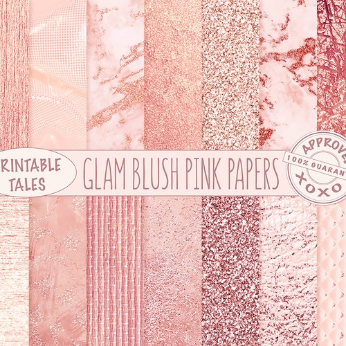 Rose Gold Digital Papers Metallic Page Glam Watercolor - Etsy