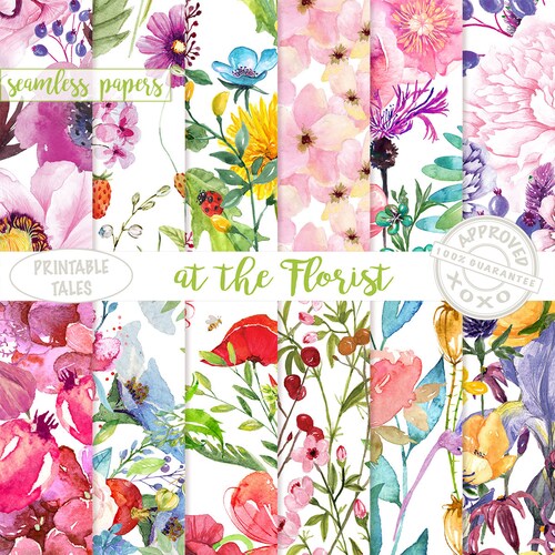 Watercolor Meadow Flowers Digital Paper Tileable Floral - Etsy