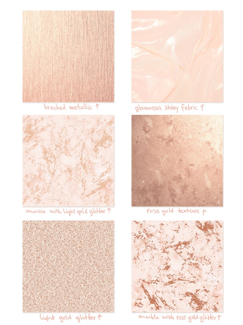 Rose Gold Digital Papers, Metallic Page, Glam Watercolor Download ...