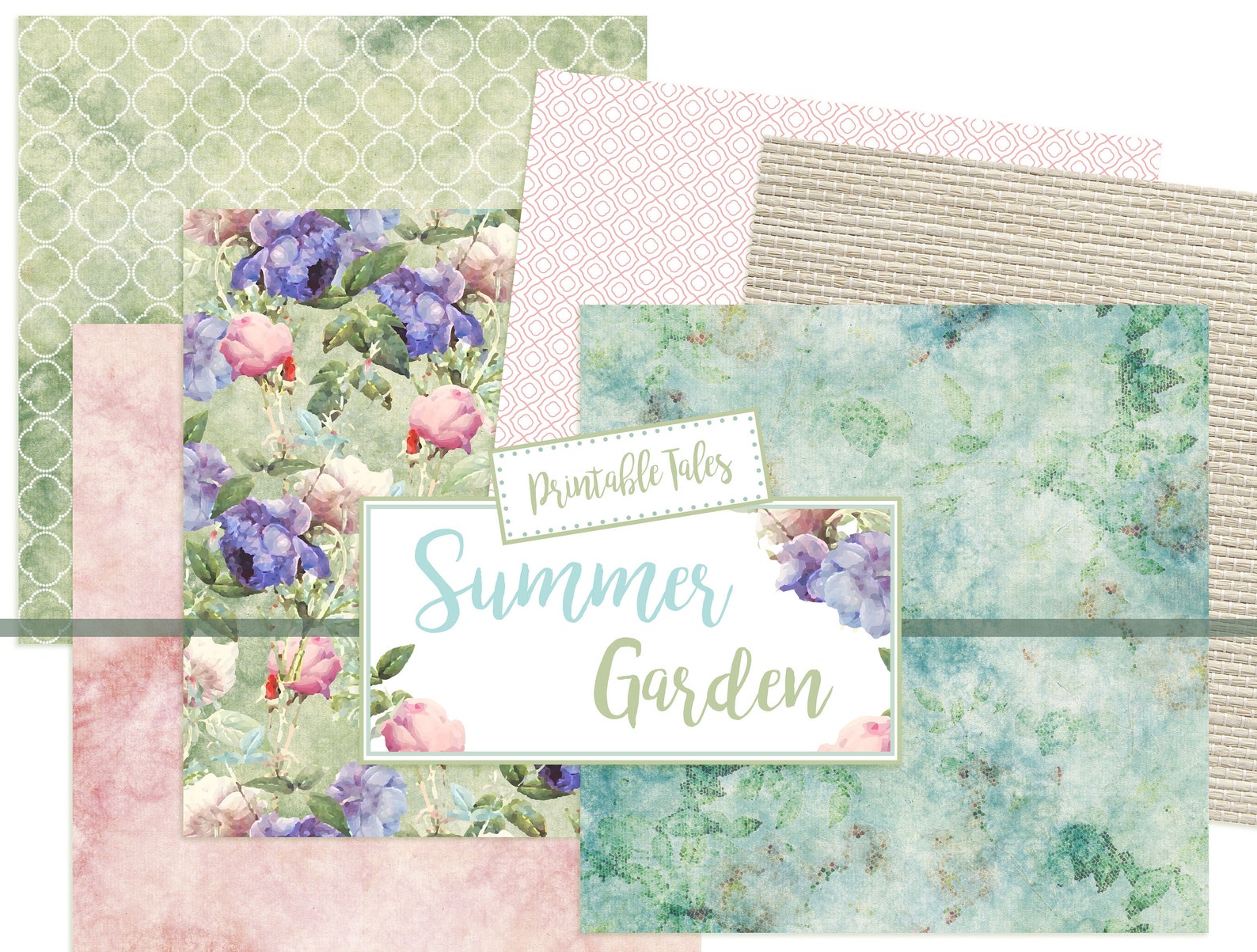 Summer Digital Paper Flowers Floral Garden Scrapbook Pages - Etsy