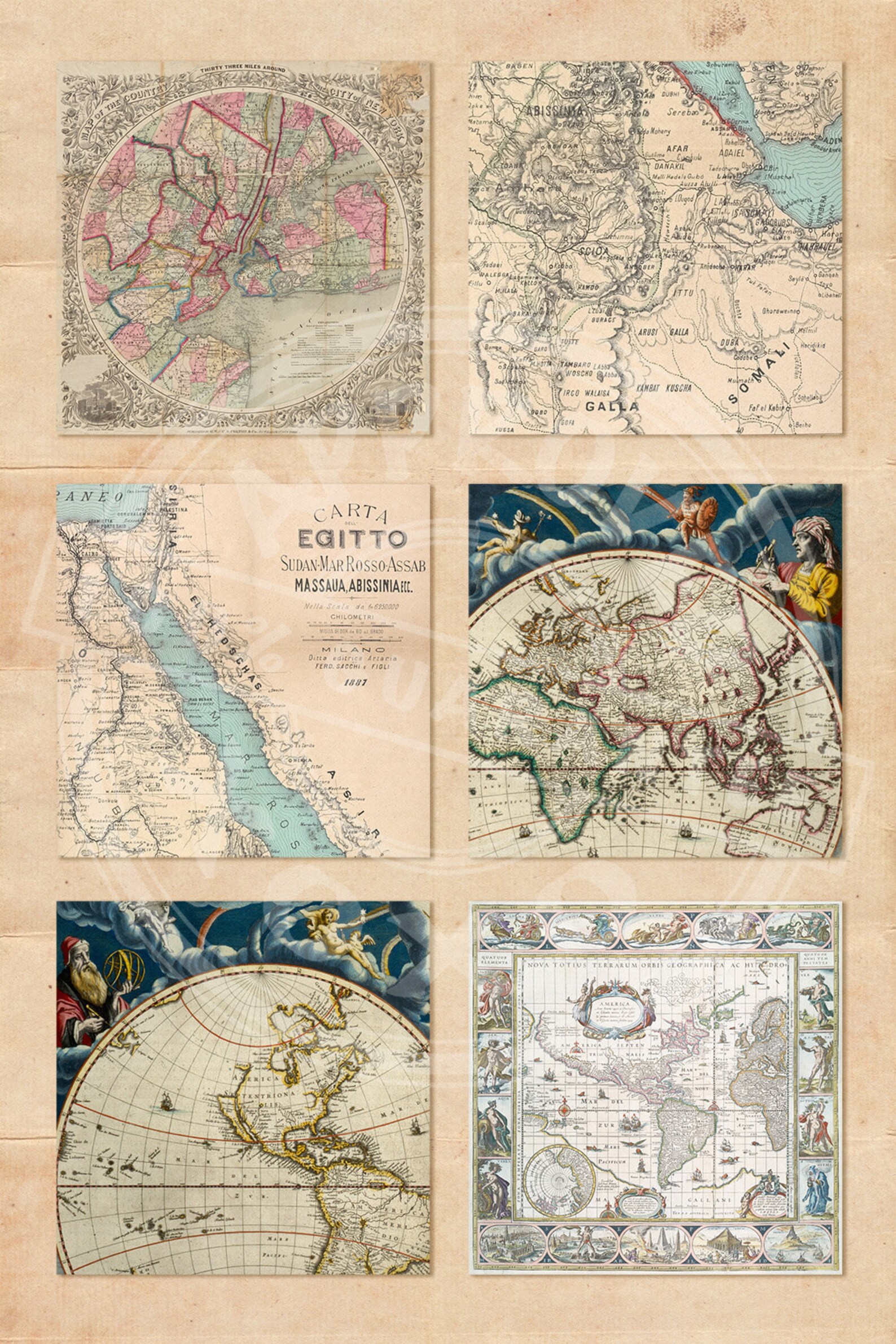 Old Maps Digital Papers Vintage Map Download Grungy | Etsy