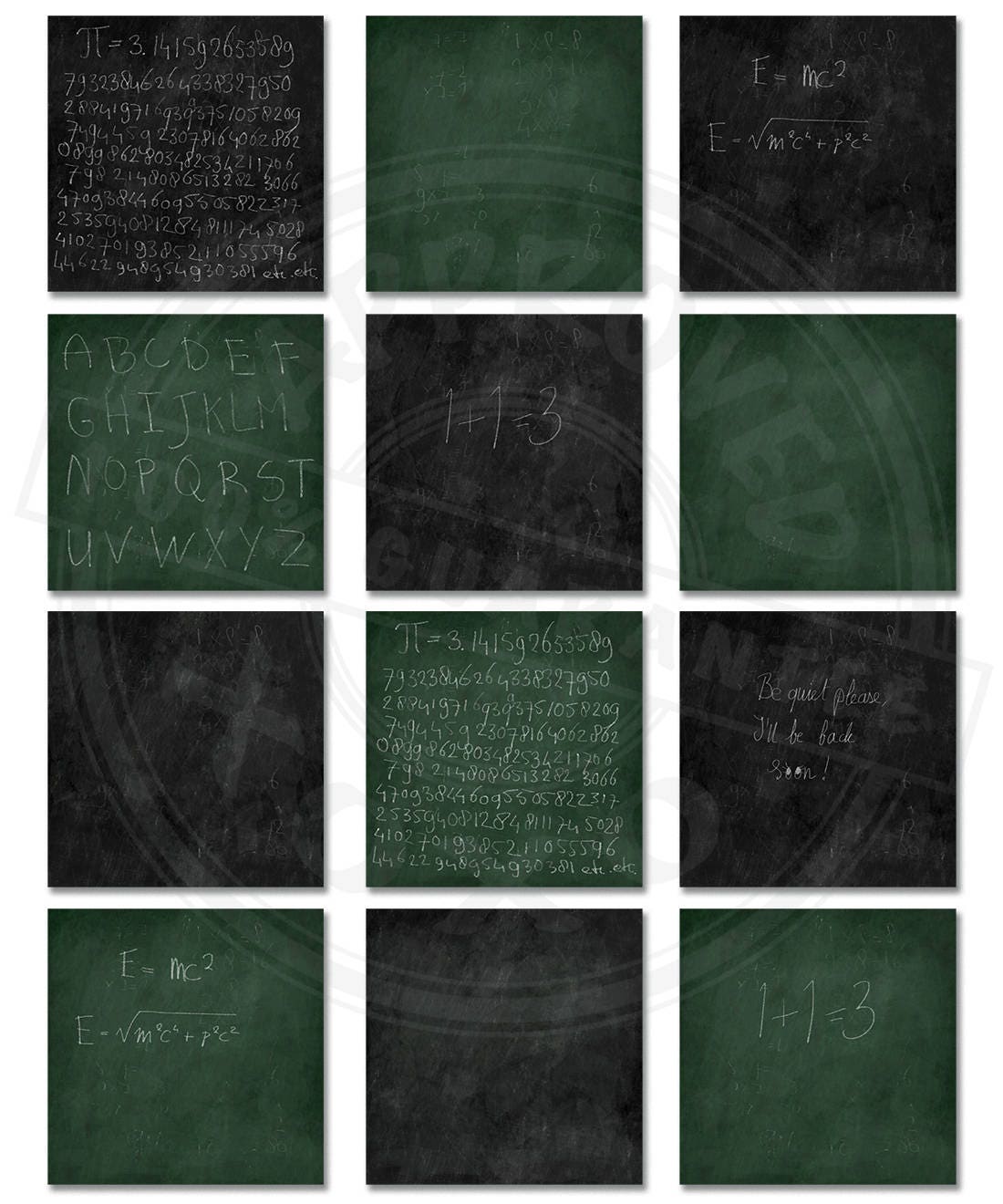 School Chalkboard Digital Papers Black Green Background Randomly Wiped ...