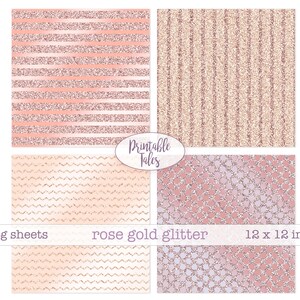 Rose Gold Glitter Digital Papers, Shiny Blush Pink Metallic Page, Glam ...
