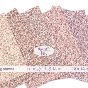 Rose Gold Glitter Digital Papers, Shiny Blush Pink Metallic Page, Glam ...