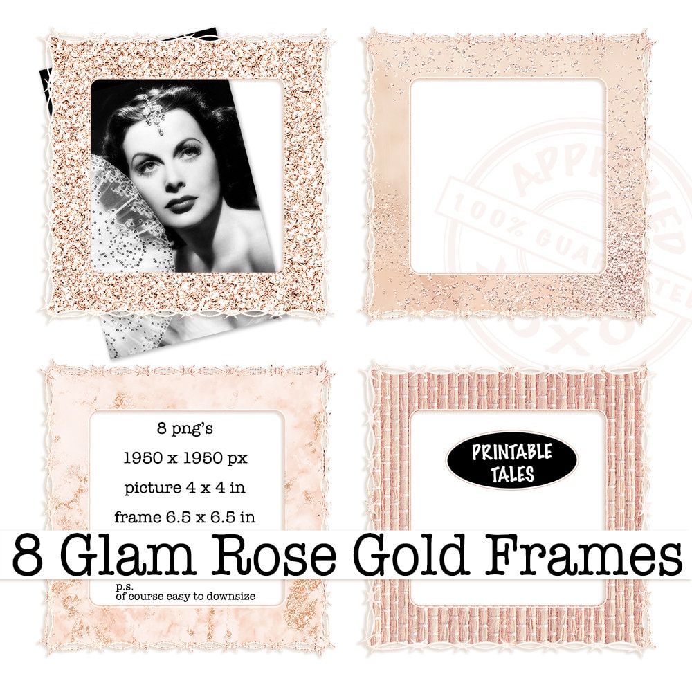 Rose Gold Square Frames digital Metallic picture frame | Etsy