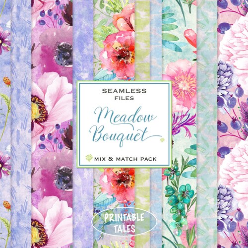 Watercolor Meadow Flowers Digital Paper Tileable Floral - Etsy