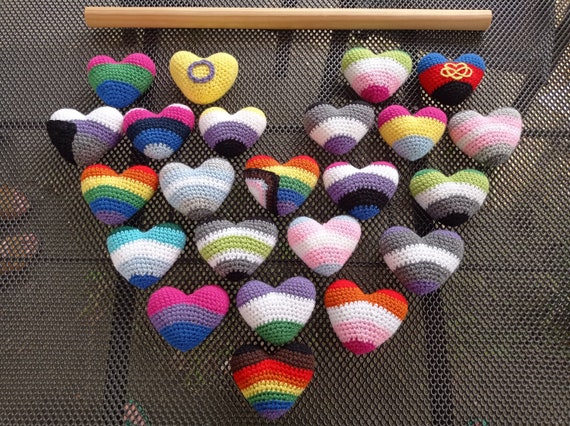 Crochet LGBTQ Pride Hearts | Etsy