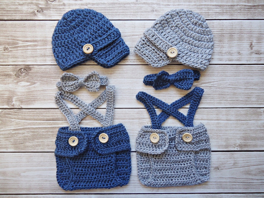 Vintage Twin Photography Prop Set in Gray and Dusty Blue Available in 3 ...