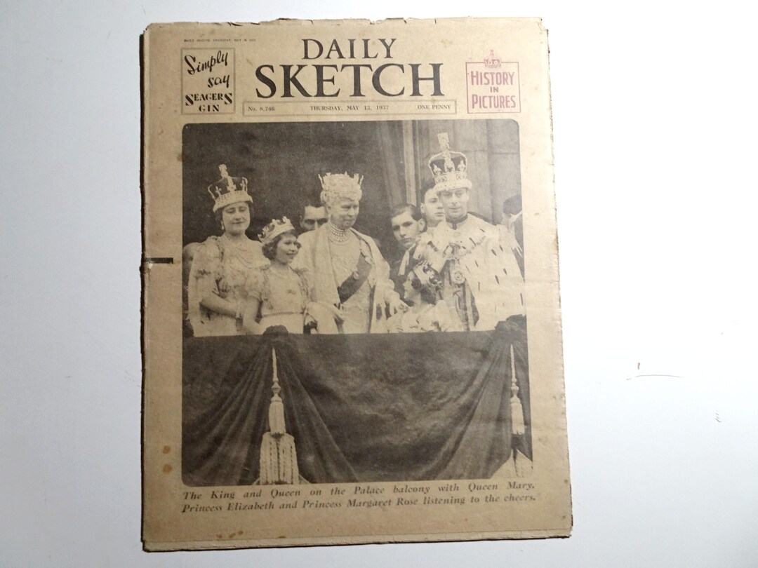 1937 Vintage "daily Sketch" Newspaper " Original Edition. King and ...