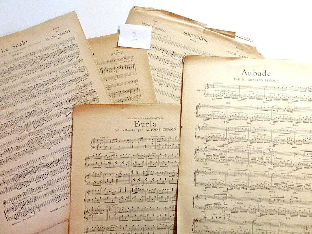 Antique 1890s Sheet Music Lot From Antique News Paper With Old ...