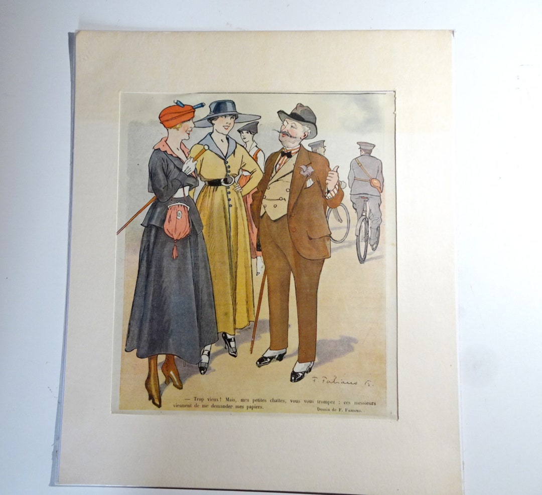 Original 1920s Antique French Signed Illustration. Art Nouveau Signed ...