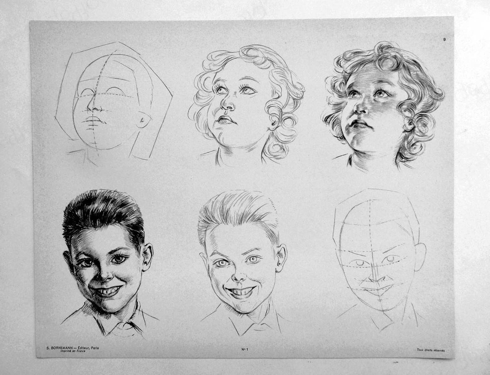 Vintage Original Drawing Portrait Print. Learn to Draw Print . - Etsy