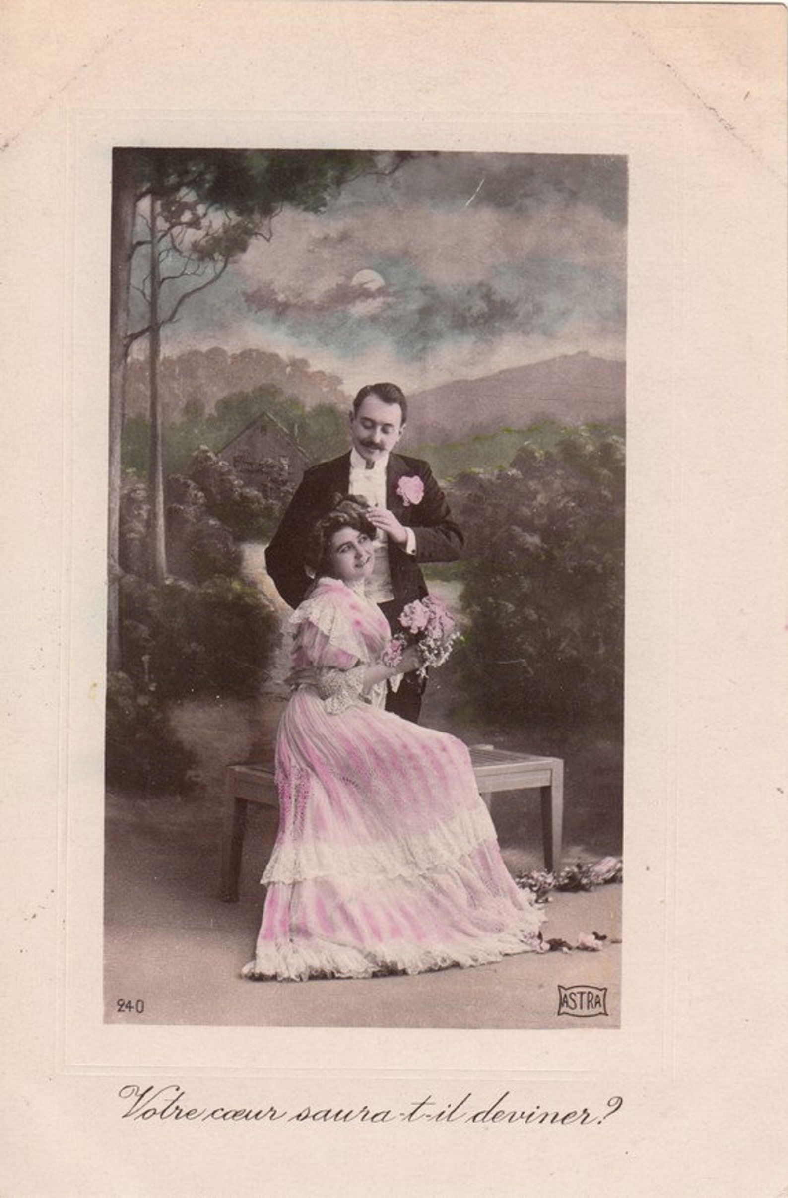 Vintage French Romantic Lovers Post Card .couple Postcard.belle Epoque ...