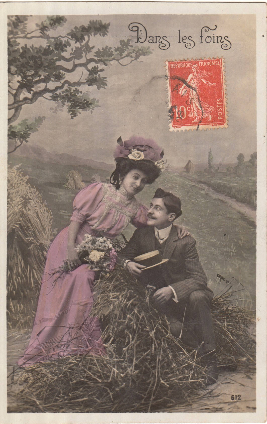 Vintage French Romantic Lovers Post Card .couple Postcard.belle Epoque ...