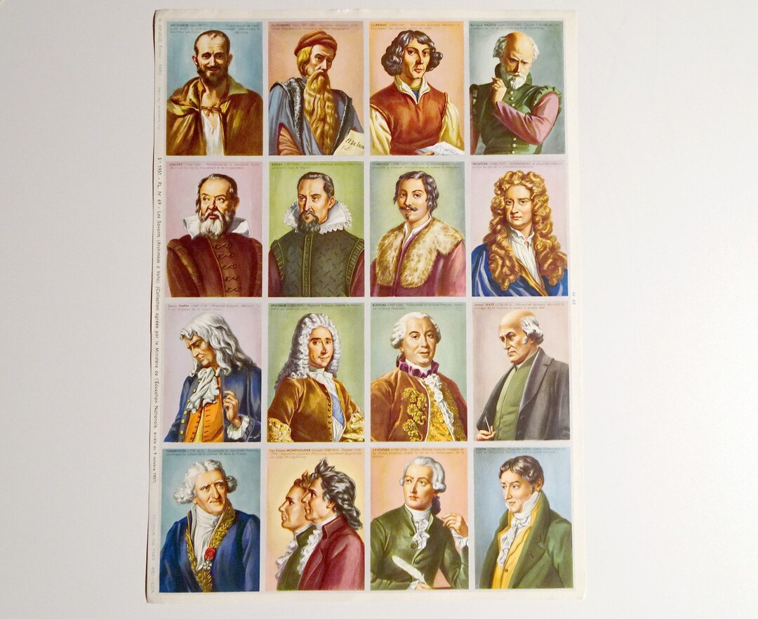 Vintage 1957 Famous Men Scientists Print. Historical Scientists Print ...