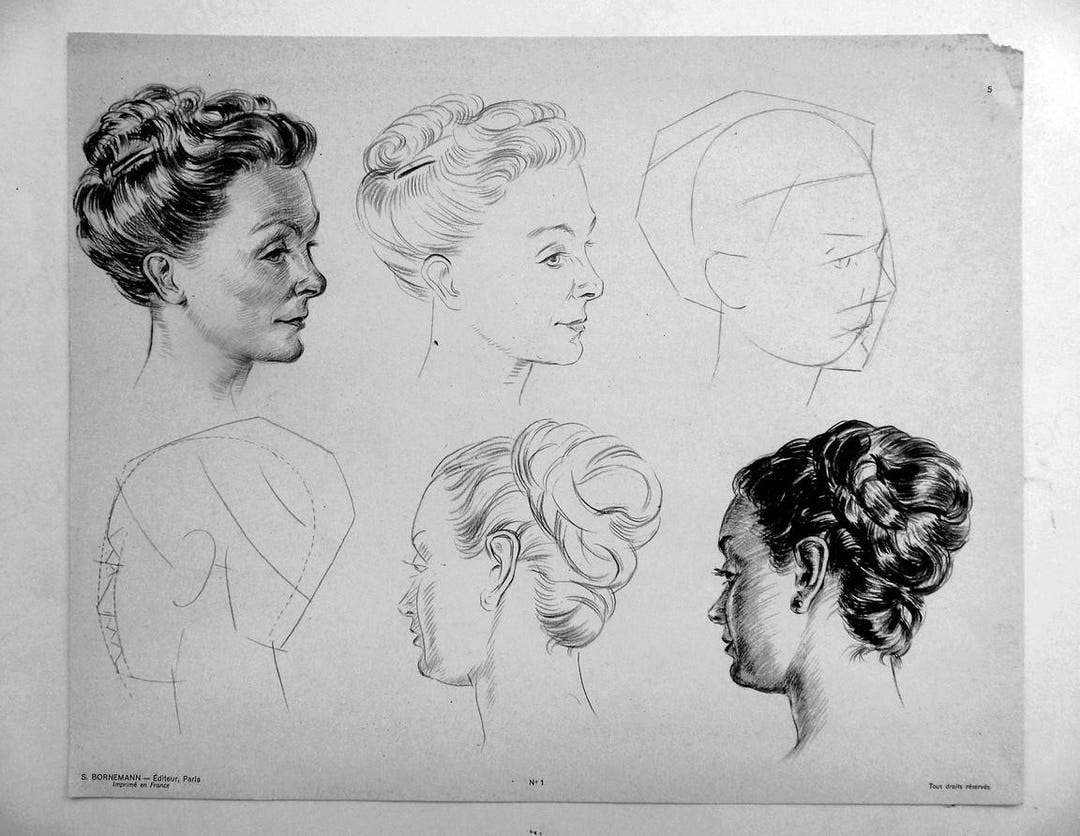 Vintage Original Drawing Portrait Print. Learn to Draw Print. the ART ...