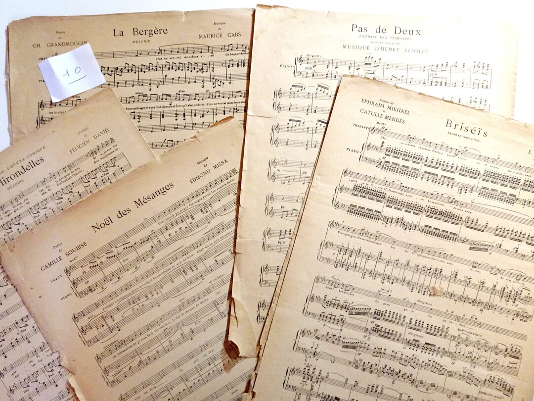 Antique 1890s Sheet Music Lot From Antique News Paper With Old ...