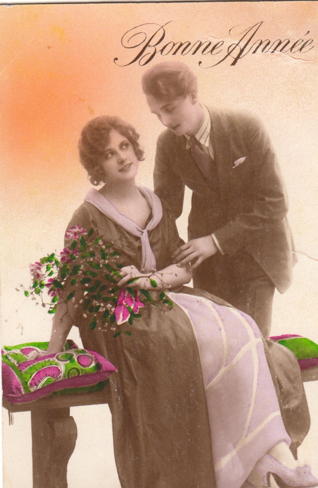 Romantic Vintage French Lovers Postcard . Romantic Victorian Post Card ...