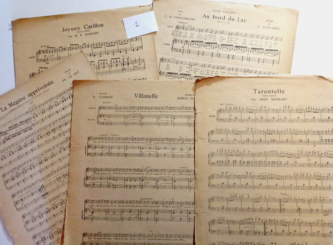 Antique 1890s Sheet Music Lot From Antique News Paper With Old ...