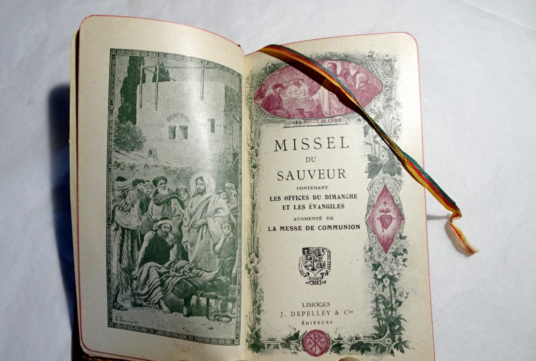 Antique French Leather Cover Missal Book. Missal of the Savior ...
