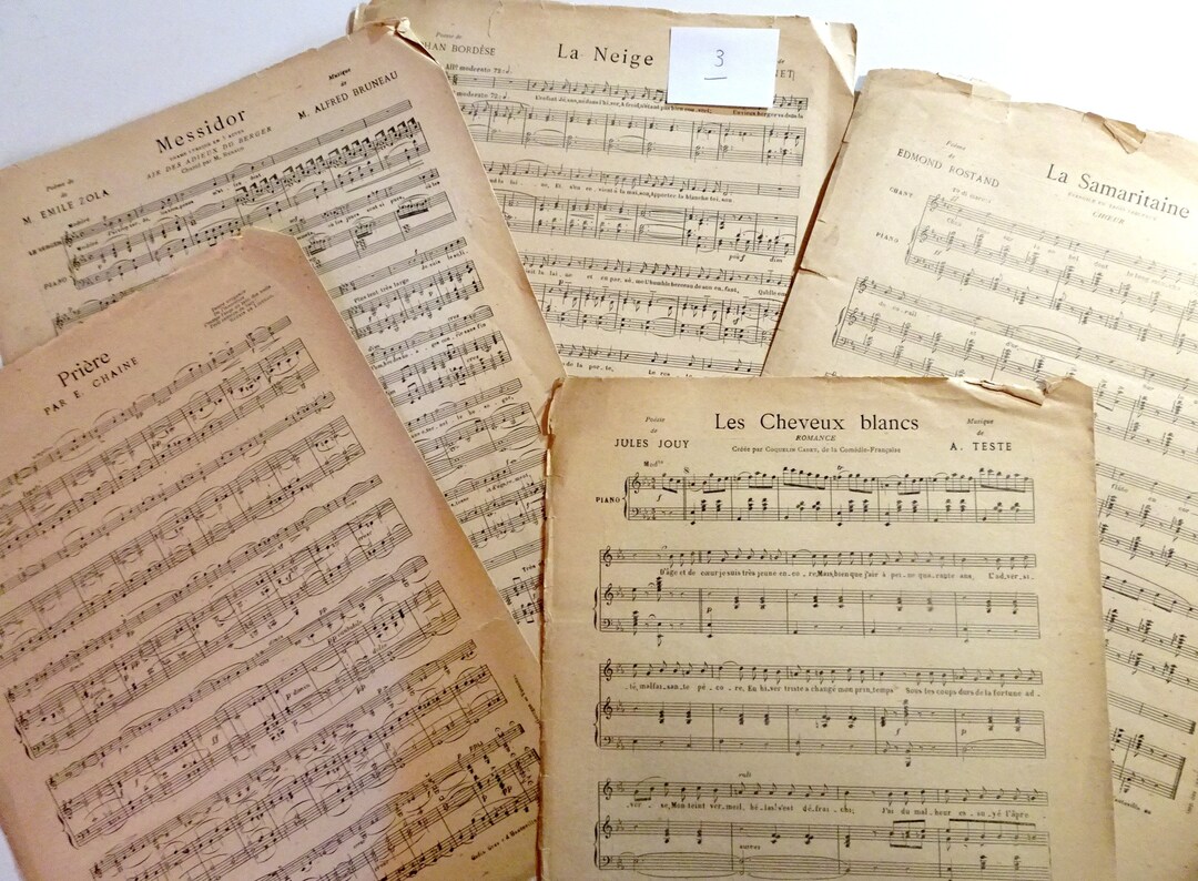 Antique 1890s Sheet Music Lot From Antique News Paper With Old ...