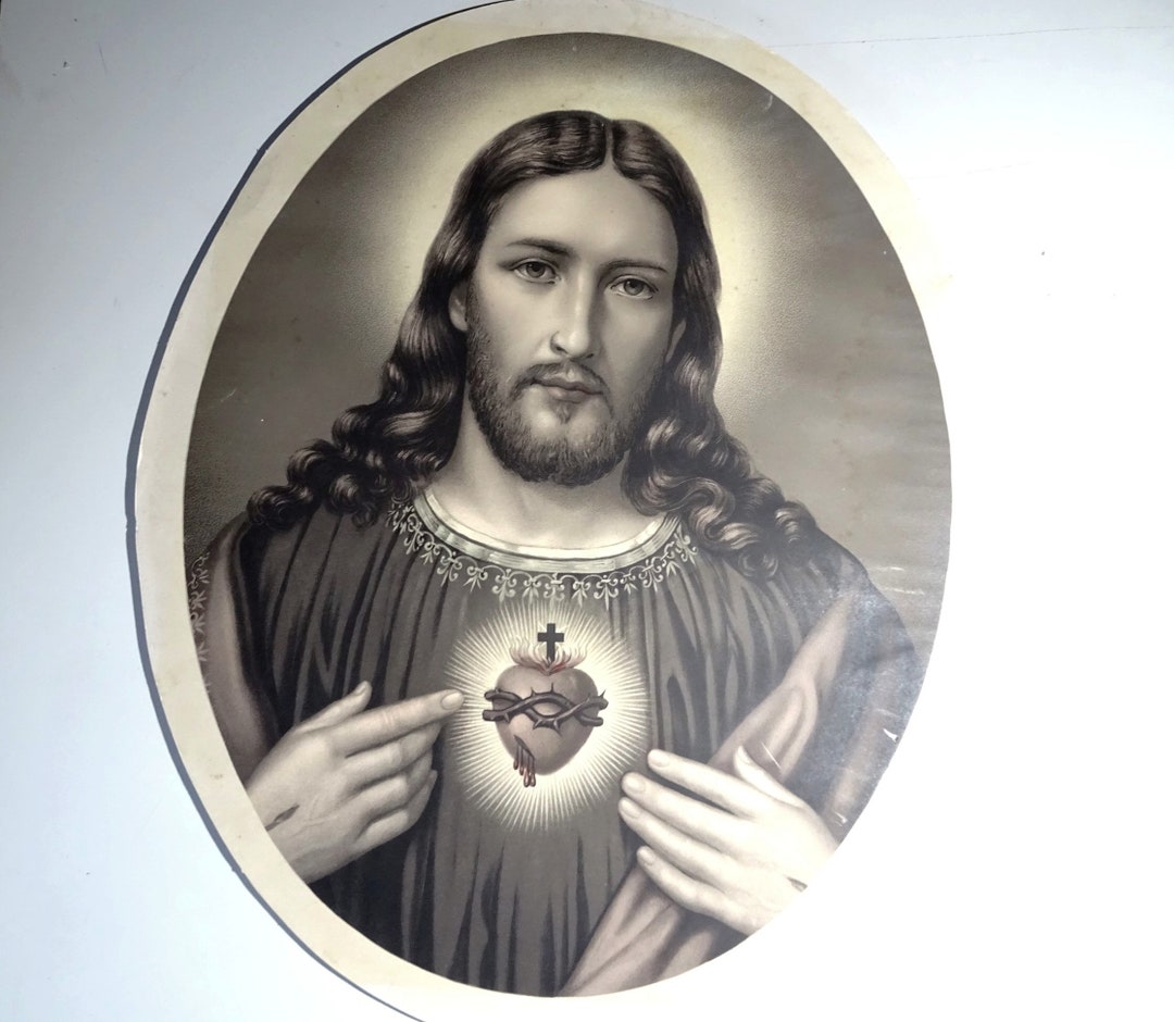 Large Vintage Portrait of Jesus Christ. Religious Wall Decor. - Etsy