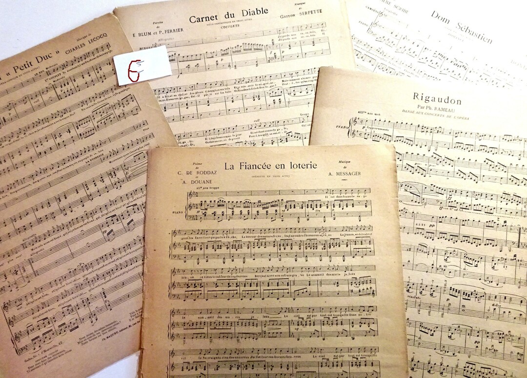 Antique 1890s Sheet Music Lot From Antique News Paper With Old ...