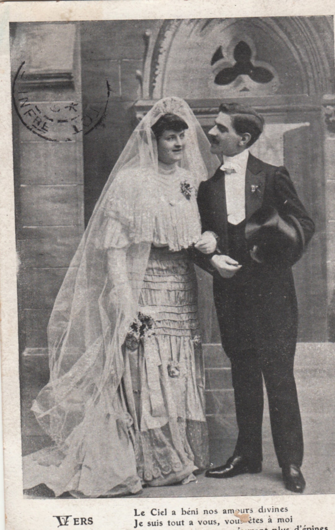 Romantic French Lovers Postcard. Vintage Love Card. Wedding Postcard ...