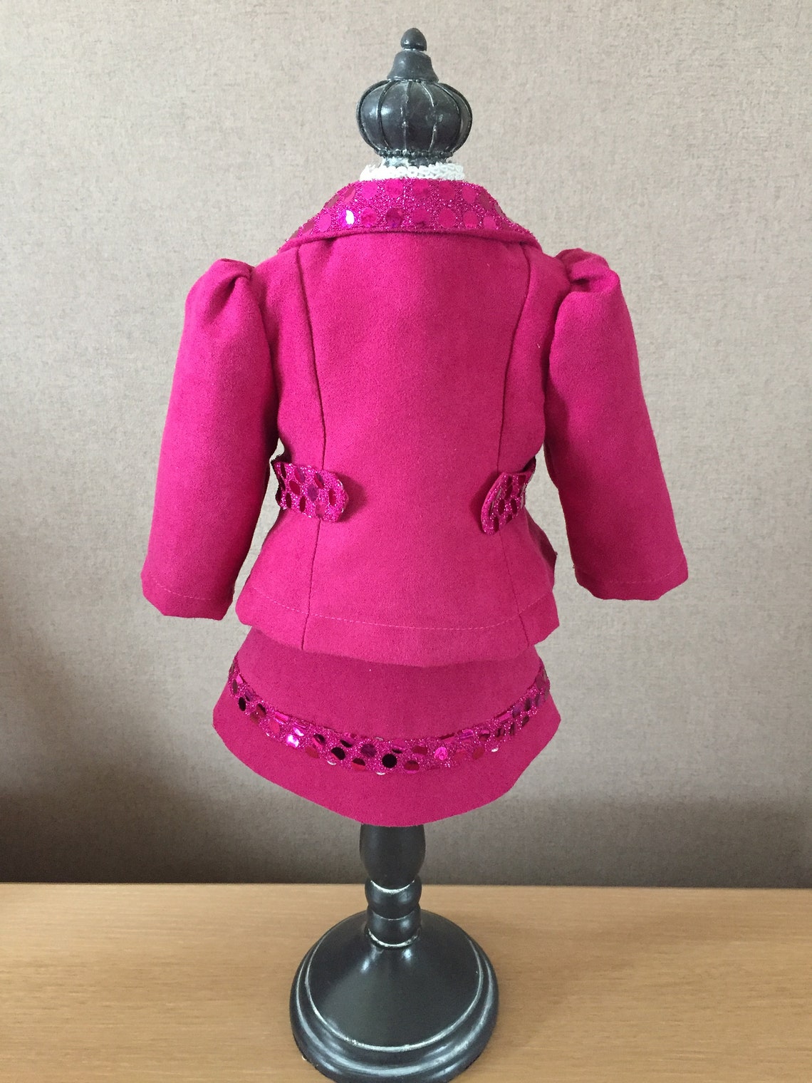 Handmade Dolls Jacket and Skirt Fushia Pink With Faux Suede With Sequin ...